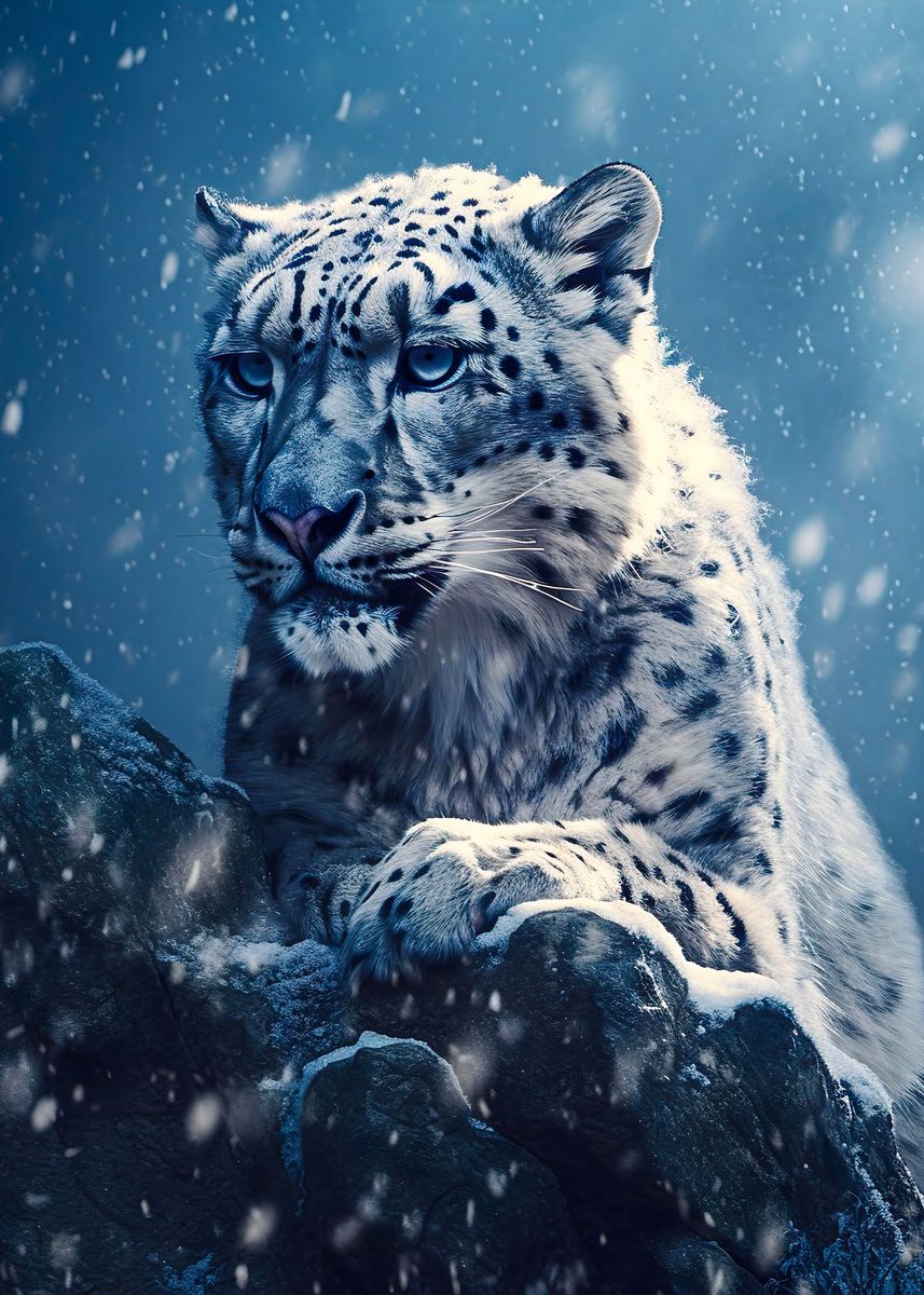 'White Tiger Snow Nature ' Poster, picture, metal print, paint by Berly ...