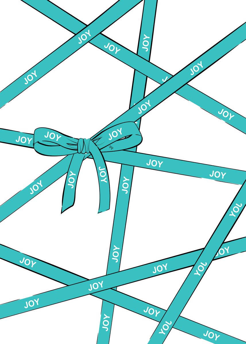 'Joy ribbon gift' Poster, picture, metal print, paint by Martina | Displate