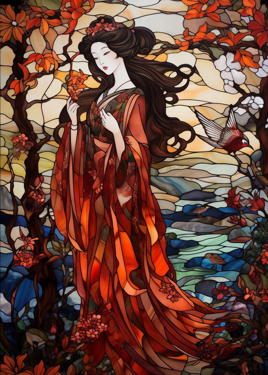 'Stained Glass Geisha' Poster, picture, metal print, paint by Eline ...