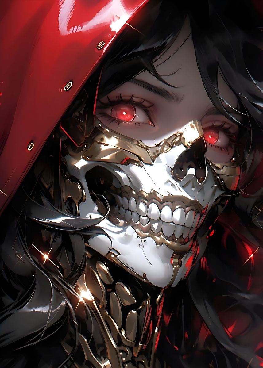 'Anime Skull Woman' Poster, picture, metal print, paint by ...
