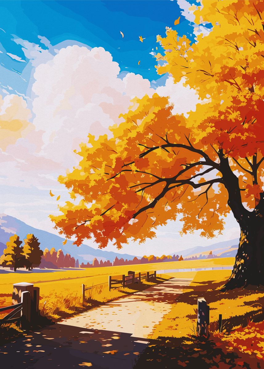 'Sunny Autumn Sky' Poster, picture, metal print, paint by Nadhira Art ...