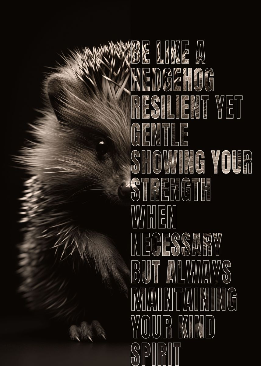 'Hedgehog Wisdom Motivation' Poster, picture, metal print, paint by ...