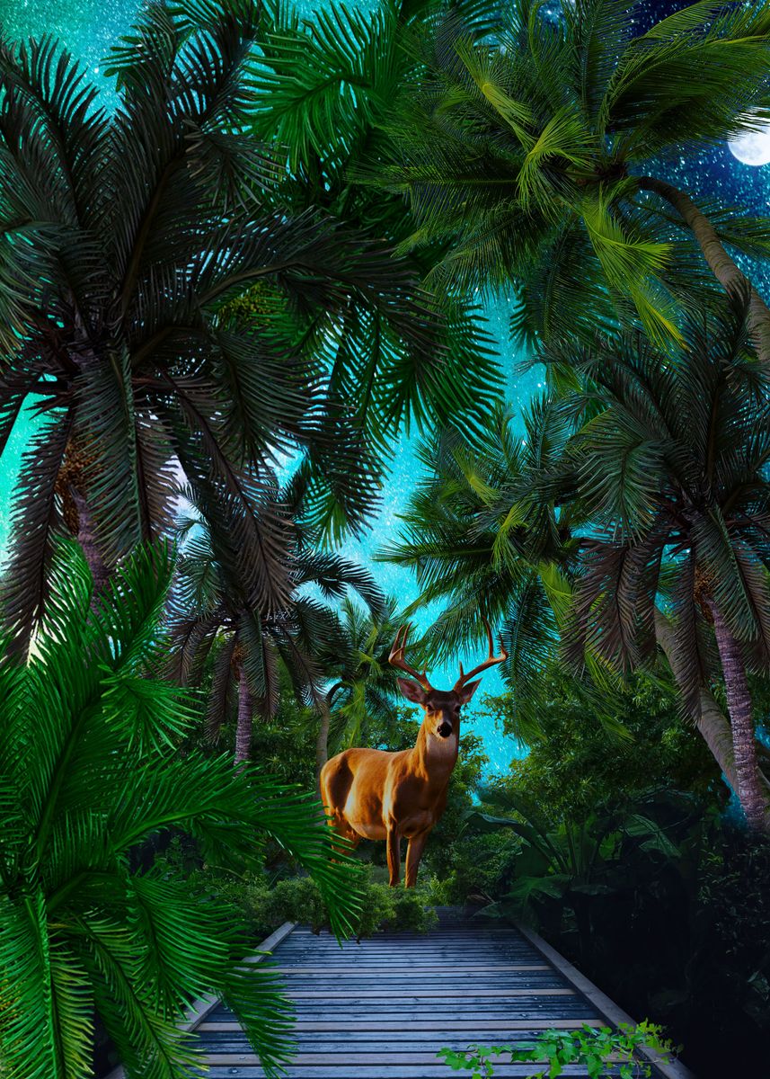 'Magical Stag Poster' Poster, picture, metal print, paint by Abdul Oba ...