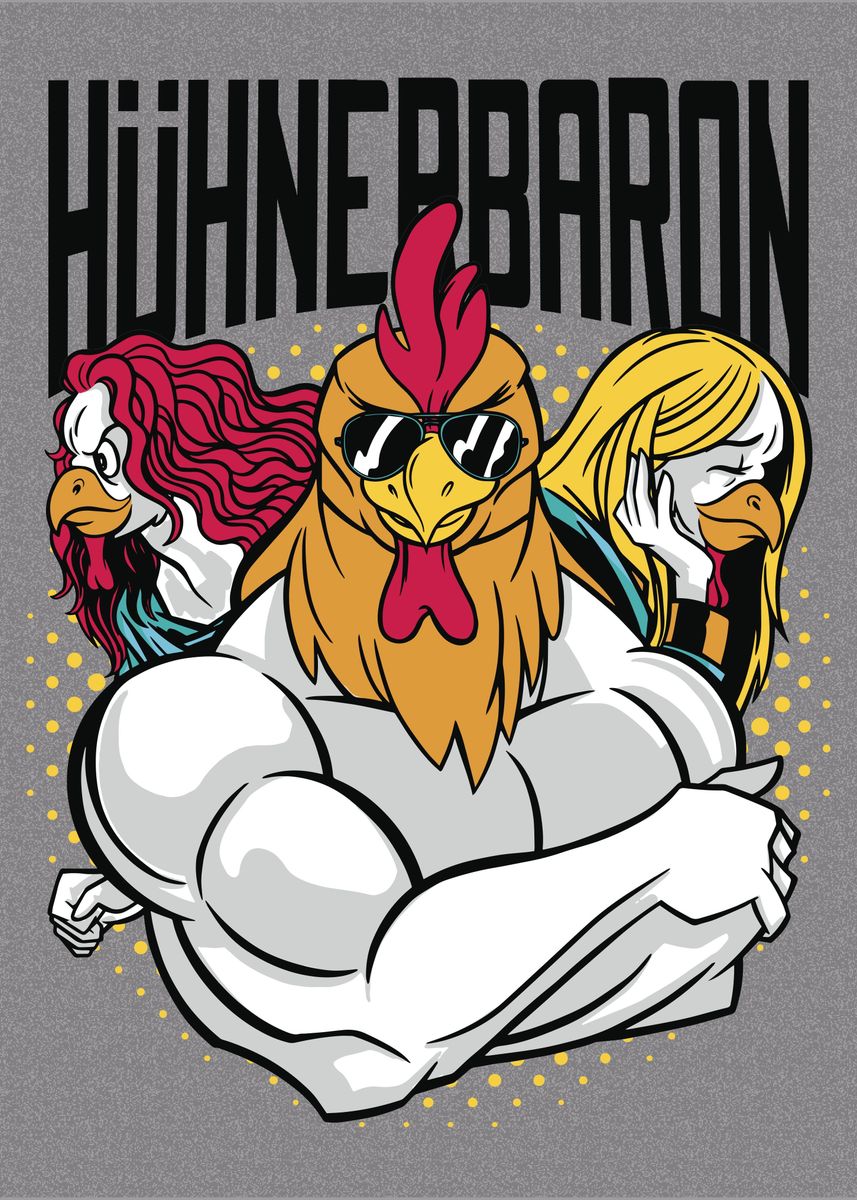 'Buff Rooster and Chickens' Poster, picture, metal print, paint by Cool ...