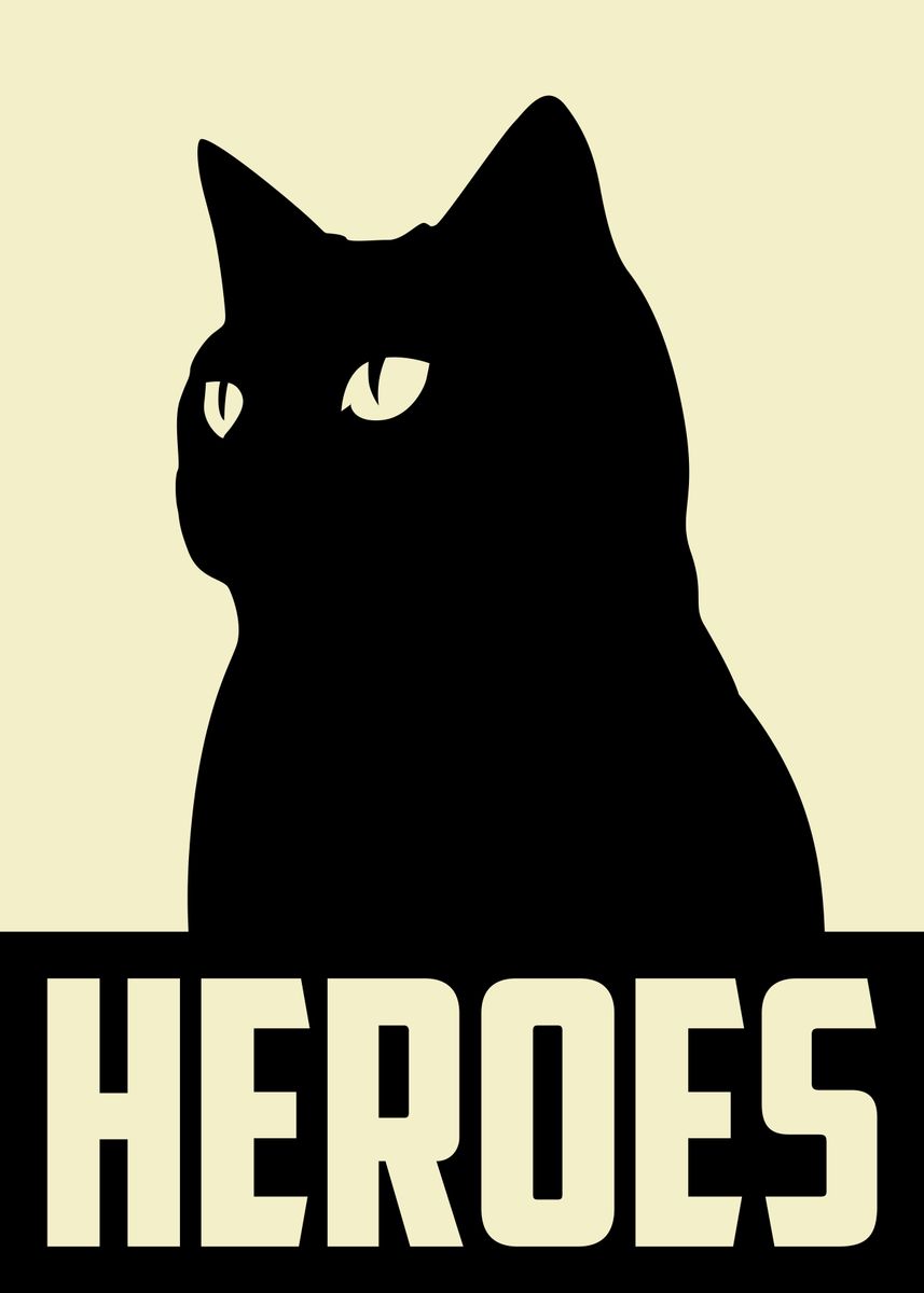 'Cat Hero' Poster, picture, metal print, paint by Muezzahero | Displate