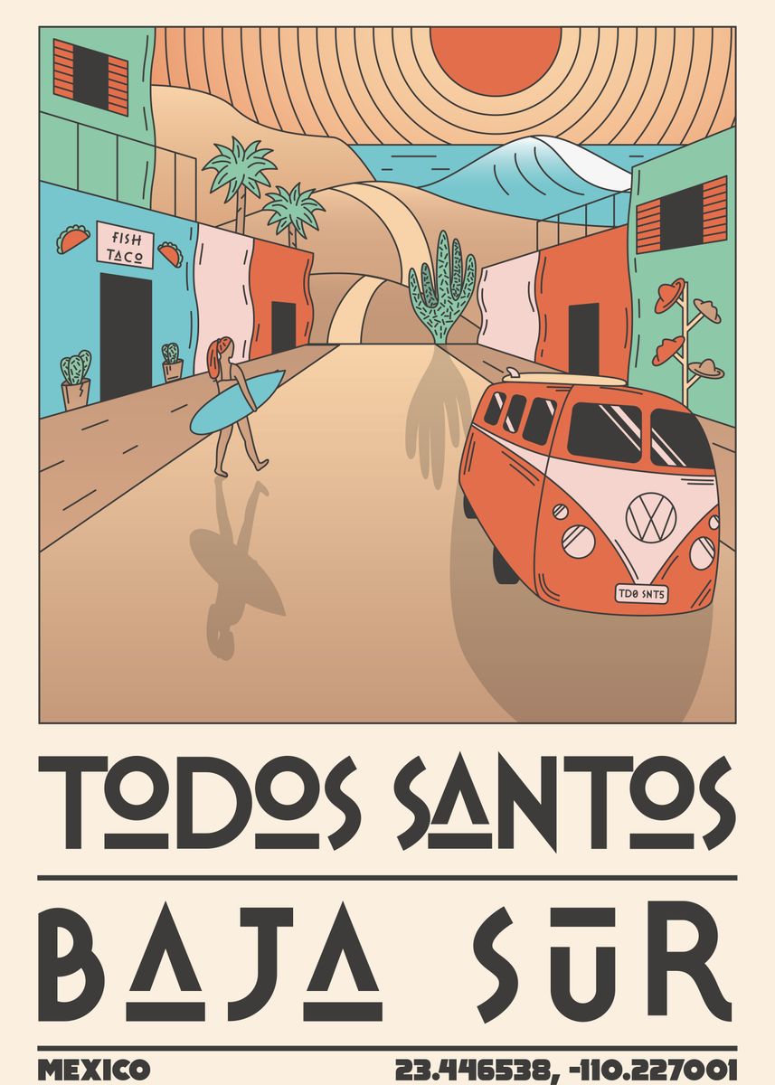 'Todo Santos Baja Surf' Poster, picture, metal print, paint by Jake ...
