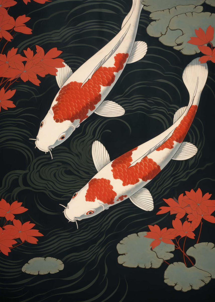 'Japanese Koi Fish' Poster, picture, metal print, paint by Mason Scott ...