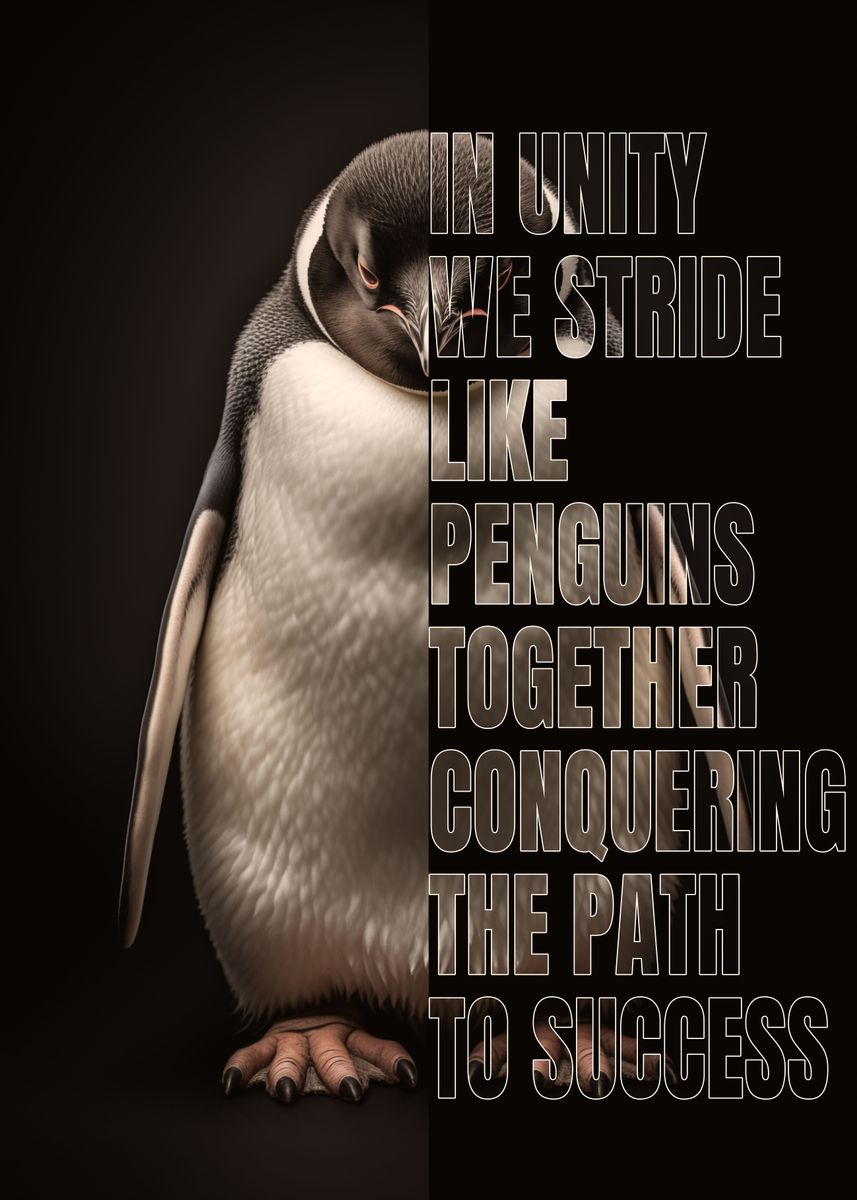 'Penguin Wisdom Motivation' Poster, picture, metal print, paint by ...