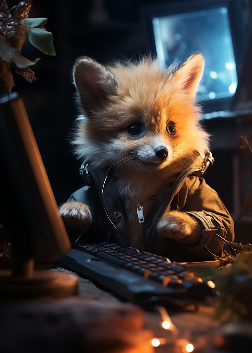 'gamer fox' Poster, picture, metal print, paint by Nerdworld 1 | Displate