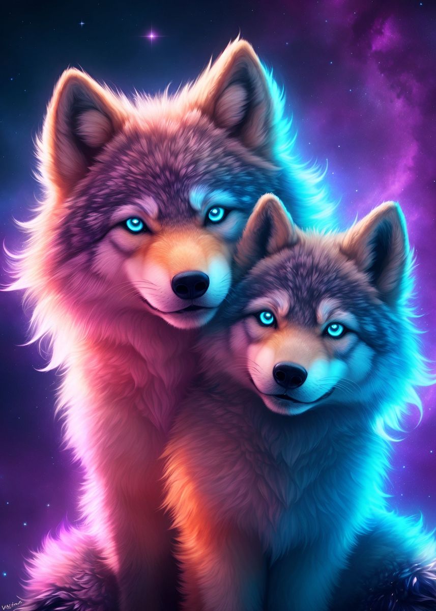 'Colorful brothers' Poster, picture, metal print, paint by Below ...