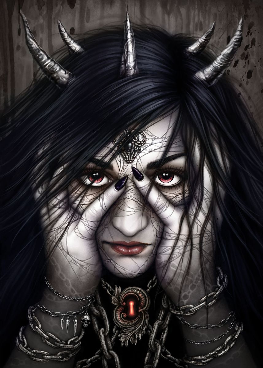 'Black demon in Chains' Poster, picture, metal print, paint by Sarah ...