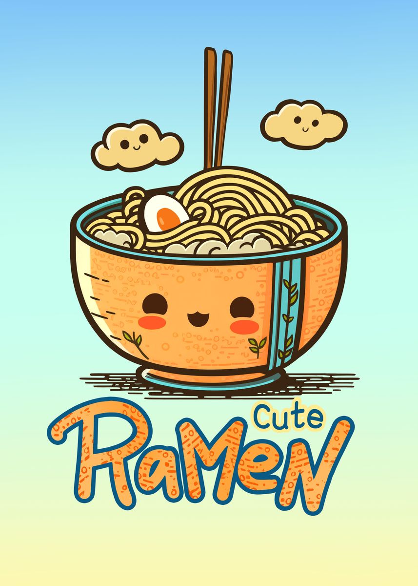 'Cute Ramen bowl' Poster, picture, metal print, paint by MCAshe Art ...