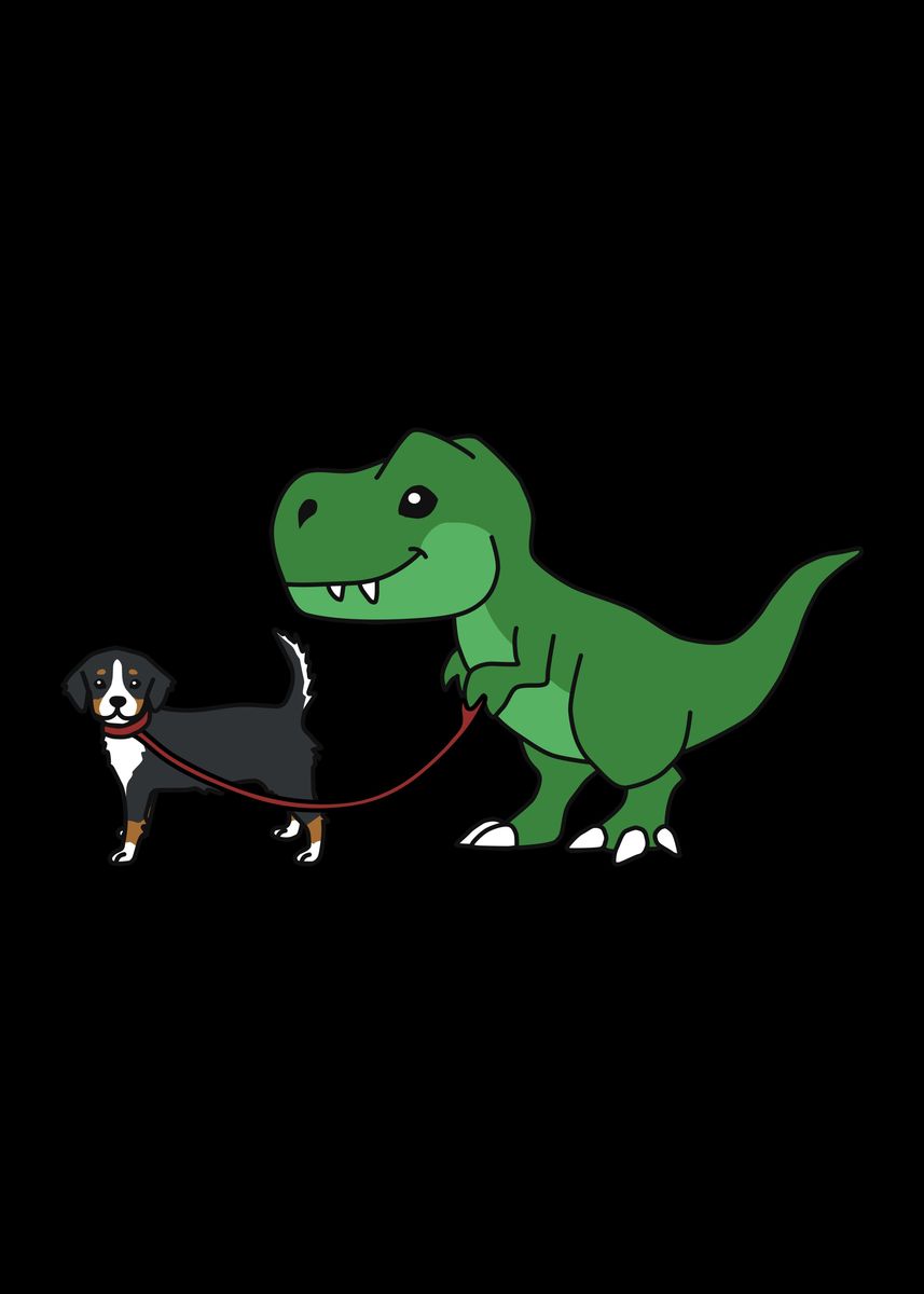'Bernese Mountain Dog T Rex' Poster, picture, metal print, paint by ...