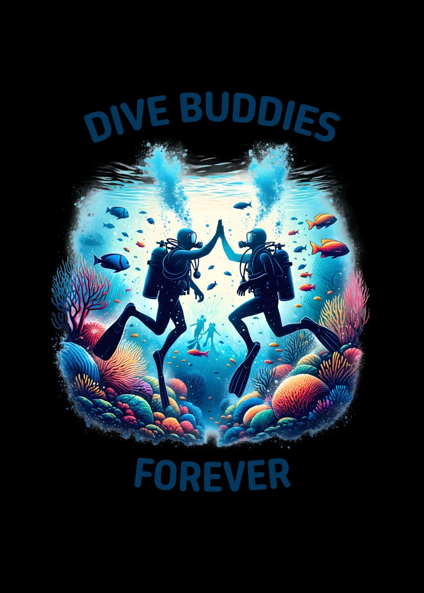 'Dive Buddy Scuba Diving' Poster, picture, metal print, paint by Bright ...
