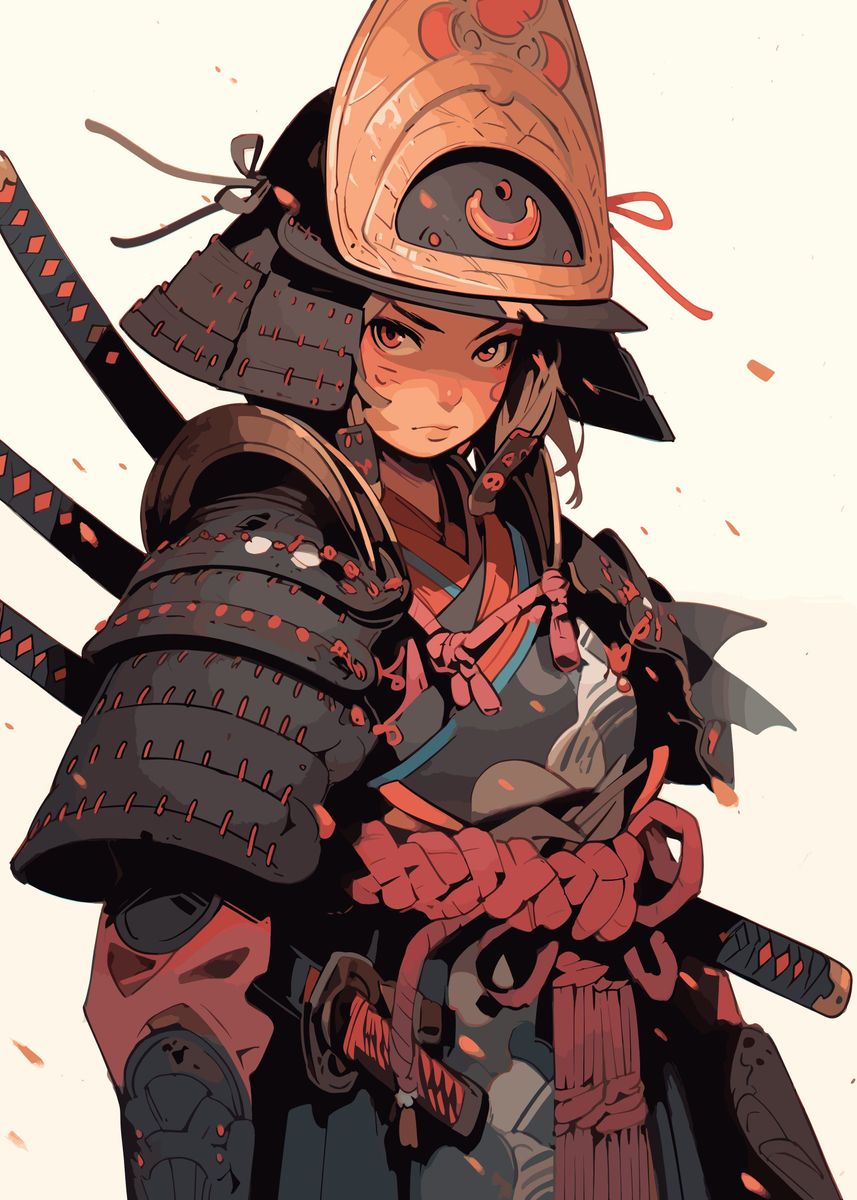 'Samurai Girl' Poster, picture, metal print, paint by SuperNova | Displate