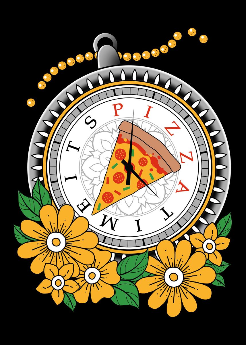 'Pizza Time' Poster, picture, metal print, paint by Famous City | Displate