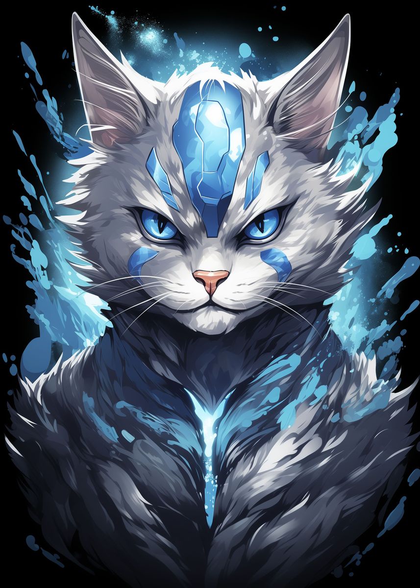 'cat super ultra' Poster, picture, metal print, paint by AB5 ...