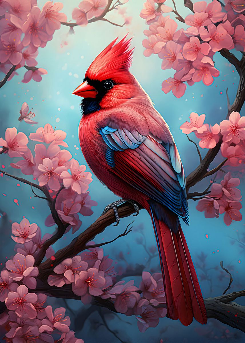 'Cardinal bird' Poster, picture, metal print, paint by SuperFlashCrash ...