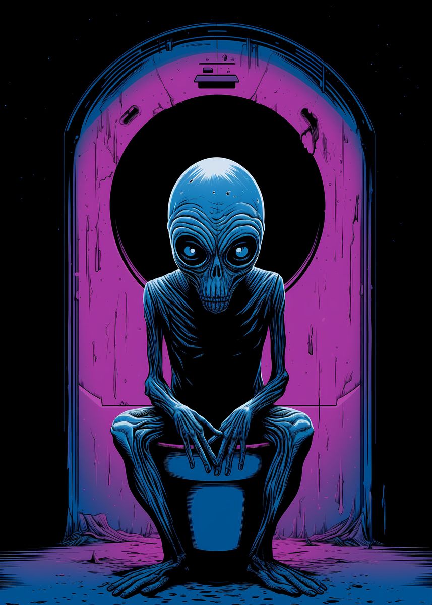 'Alien on the Throne' Poster, picture, metal print, paint by Spooky ...