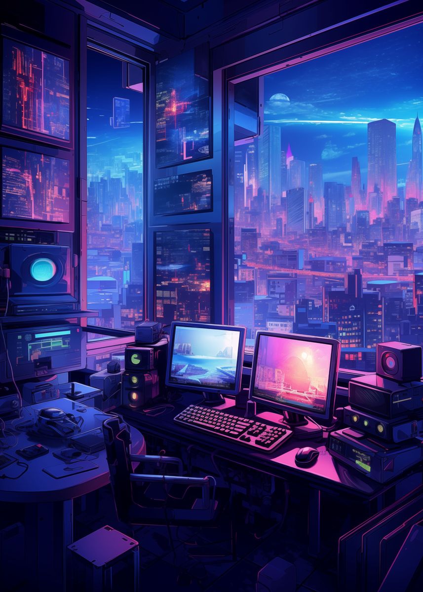 'Vaporwave Home Office' Poster, picture, metal print, paint by Akaiji ...