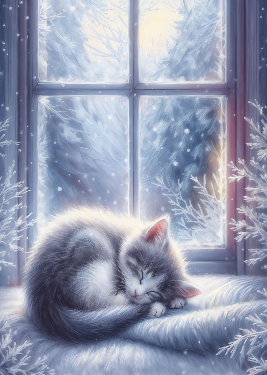 'Cat Nap' Poster, picture, metal print, paint by Chung Chi | Displate