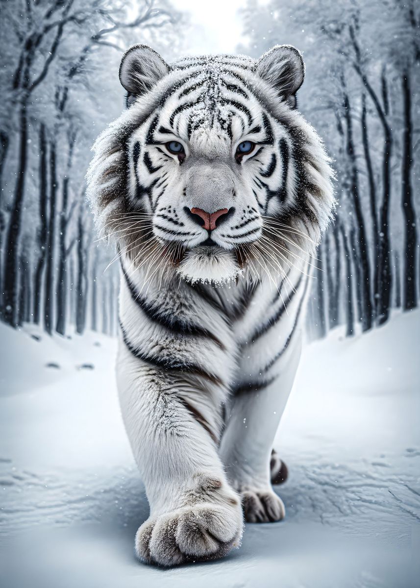 'Snow White Tiger' Poster, picture, metal print, paint by Floty Loty ...