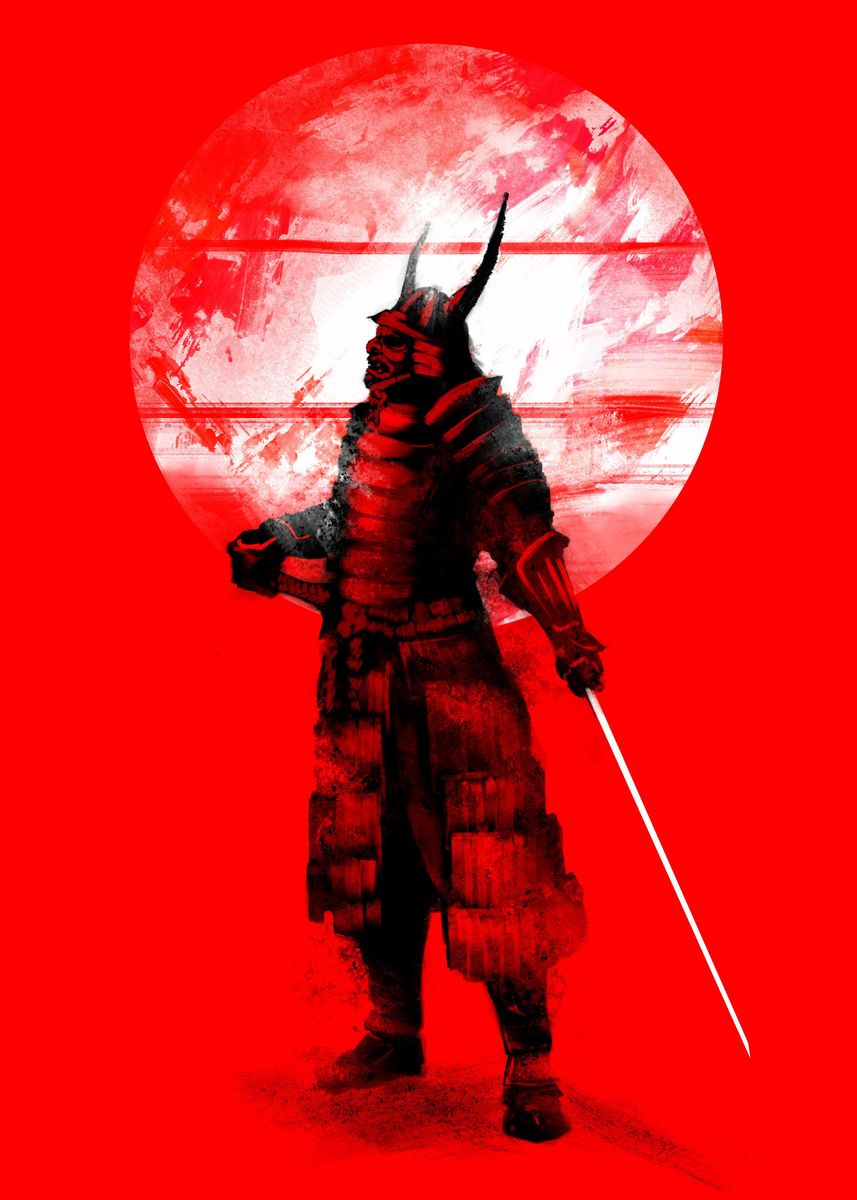 'Red Samurai' Poster, picture, metal print, paint by Lestat de ...
