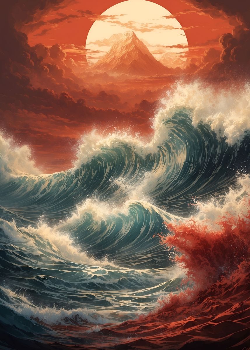 'Giant Tsunami waves ' Poster, picture, metal print, paint by golem ...