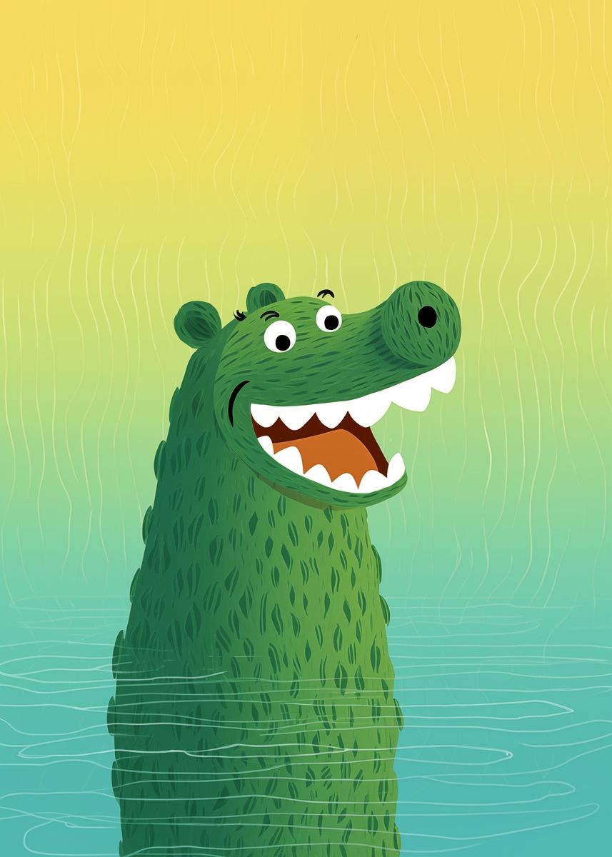 'Happy Gator' Poster, picture, metal print, paint by Akaiji | Displate