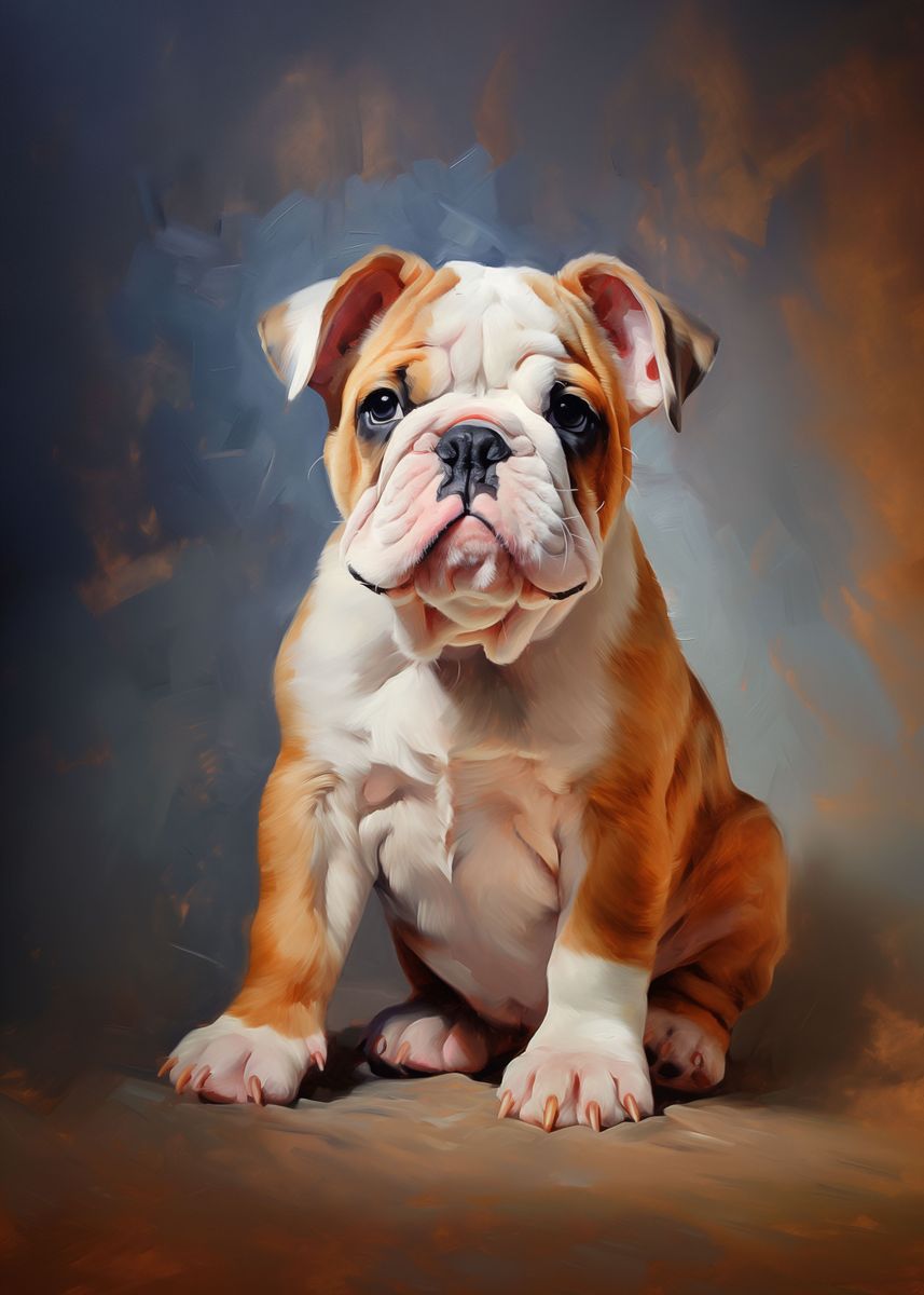 'English Bulldog puppy' Poster, picture, metal print, paint by PetsArt ...