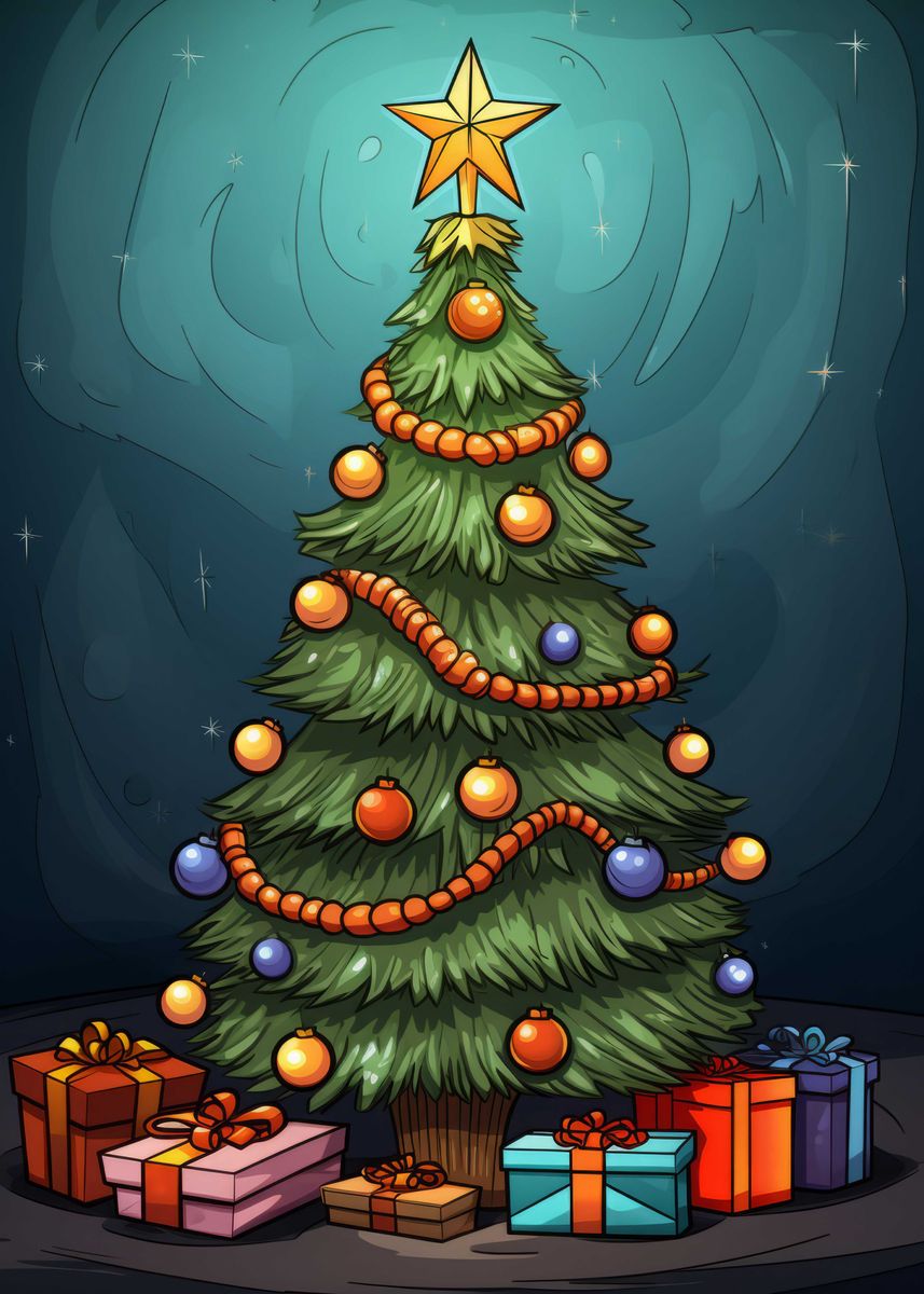 'Christmas Tree Vibes' Poster, picture, metal print, paint by Ray Mason ...