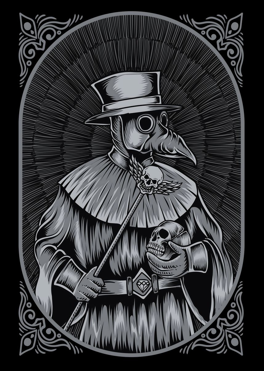 'plague doctor' Poster, picture, metal print, paint by Tom Cage | Displate