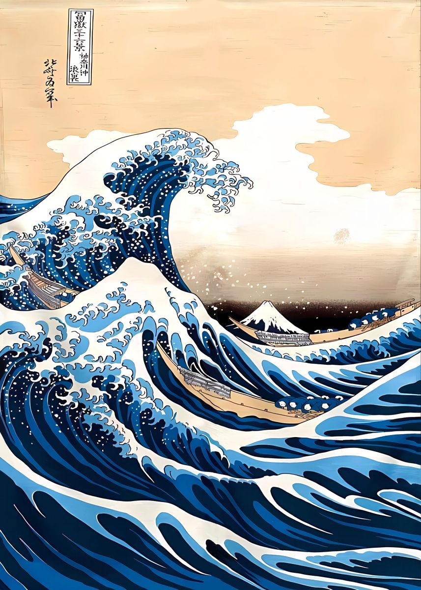 'Hokusai great wave' Poster, picture, metal print, paint by Leika ...