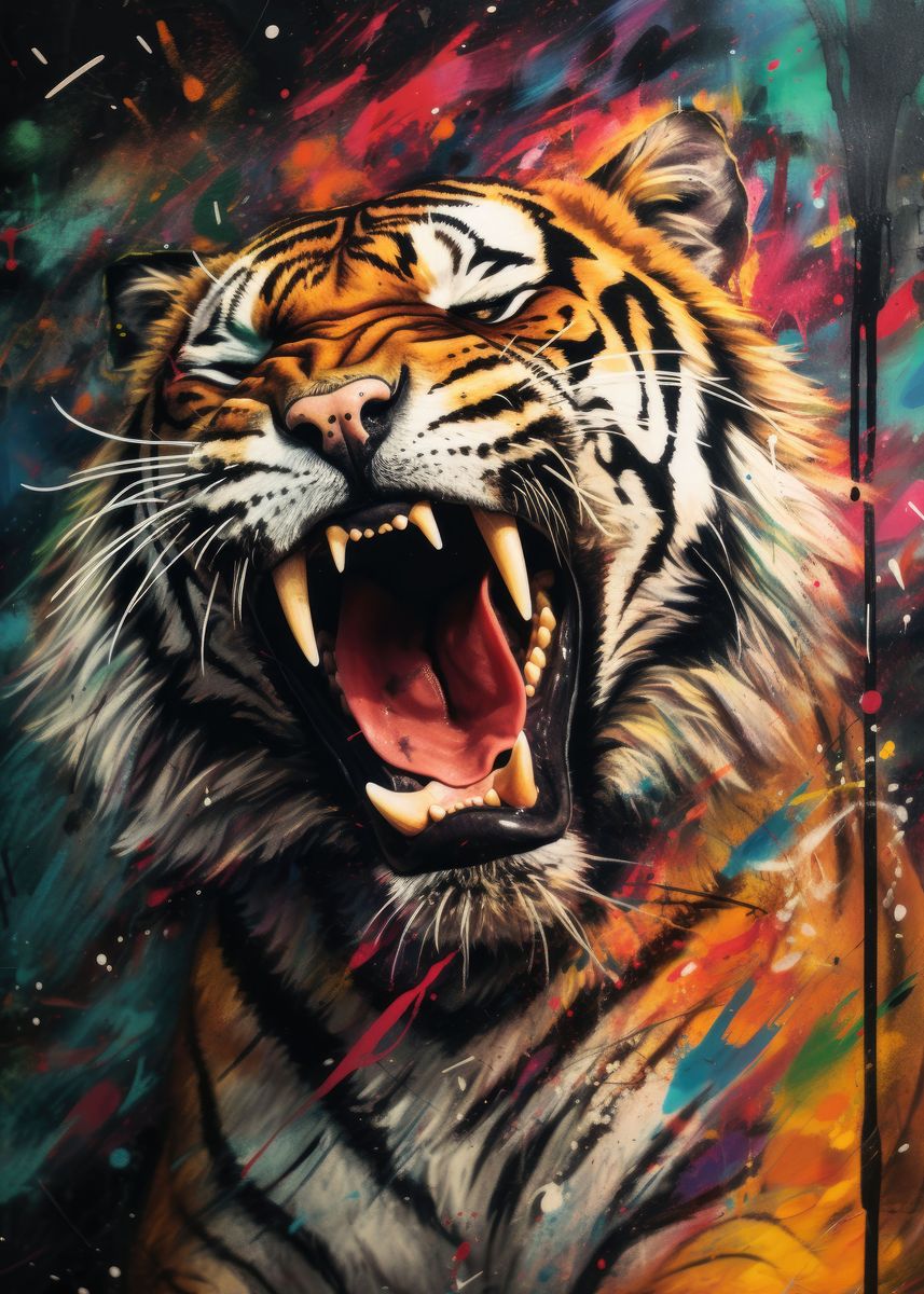 'Tiger Graffiti Mural' Poster, picture, metal print, paint by Senja ...