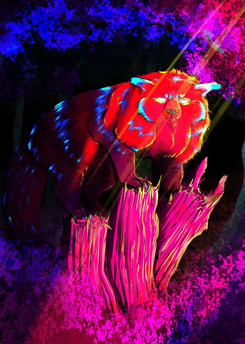 'Retro Bearcat' Poster, picture, metal print, paint by VPST | Displate