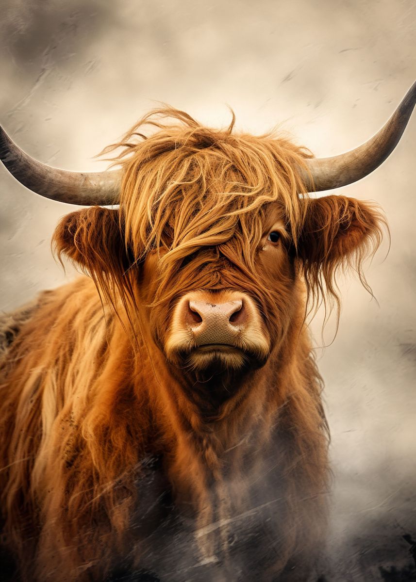 'Highland Cow Portrait' Poster, picture, metal print, paint by Candy ...
