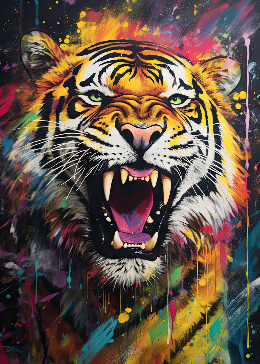 'Tiger Graffiti Mural' Poster, picture, metal print, paint by Senja ...