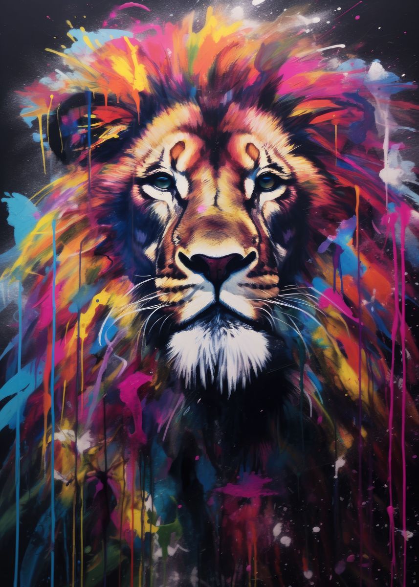 'Lion Graffiti Mural' Poster, picture, metal print, paint by Senja ...