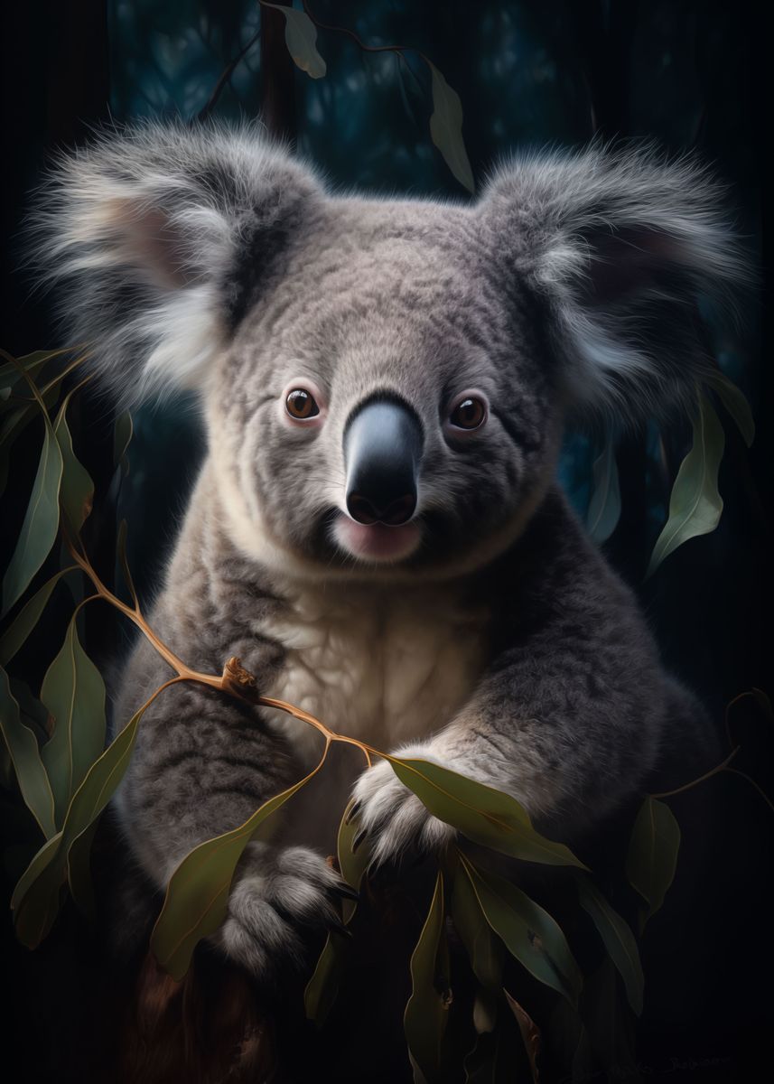 'Koala Portrait' Poster, picture, metal print, paint by TK Jones | Displate