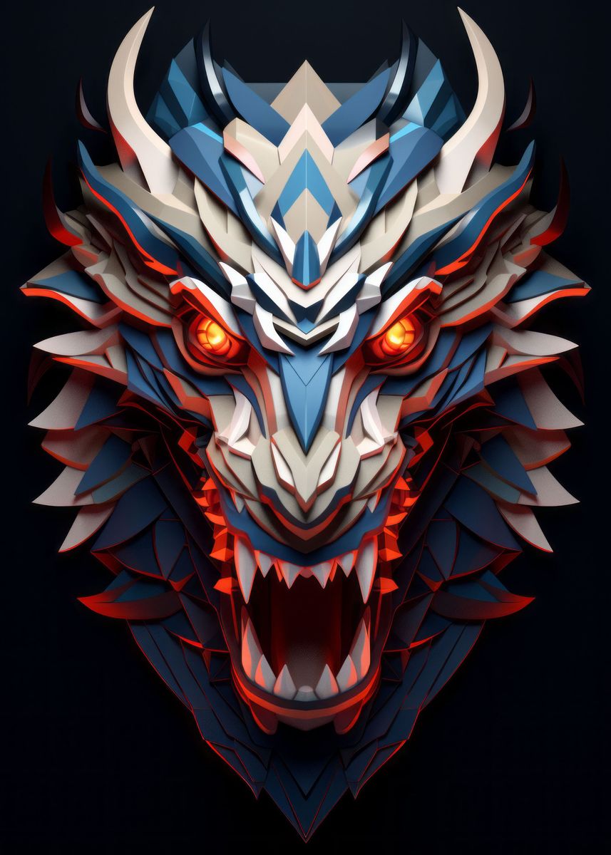 'Geometric Dragon Animation' Poster, picture, metal print, paint by ...