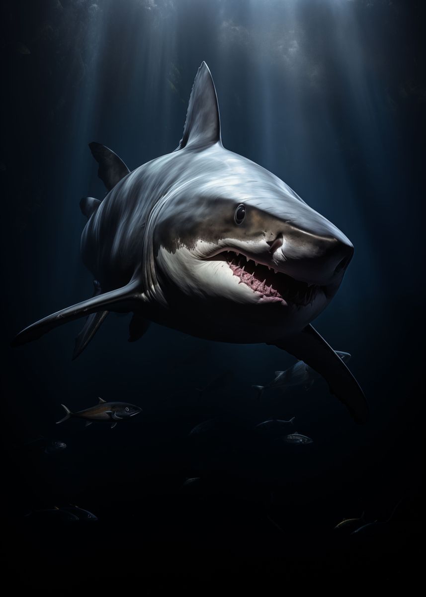 'Great White Shark Portrait' Poster, picture, metal print, paint by TK ...