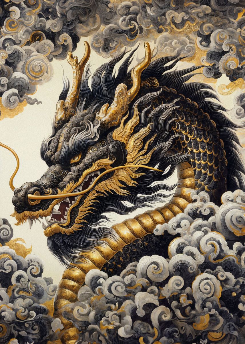 'Gold X Dragon' Poster, picture, metal print, paint by uglypinkmachine ...