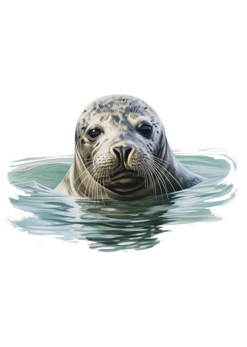 'Realistic Seal' Poster, picture, metal print, paint by Adam | Displate