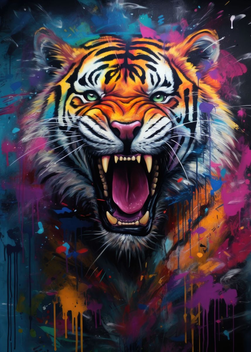 'Tiger Graffiti Mural' Poster, picture, metal print, paint by Senja ...