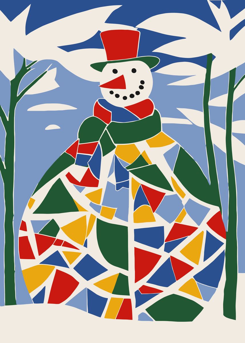 'Funny Colorful Snowman' Poster, picture, metal print, paint by ...