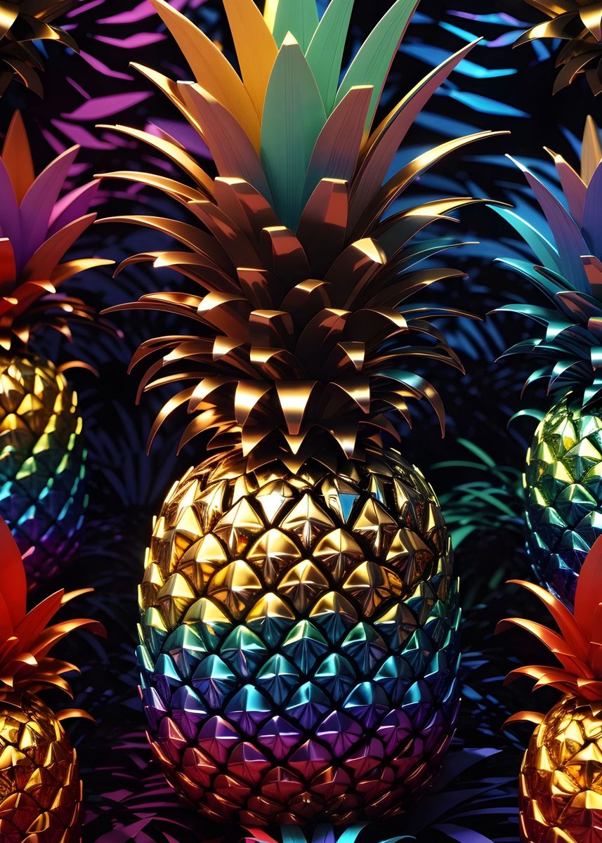 'Pineapple metallic' Poster, picture, metal print, paint by Ayen Khusna ...