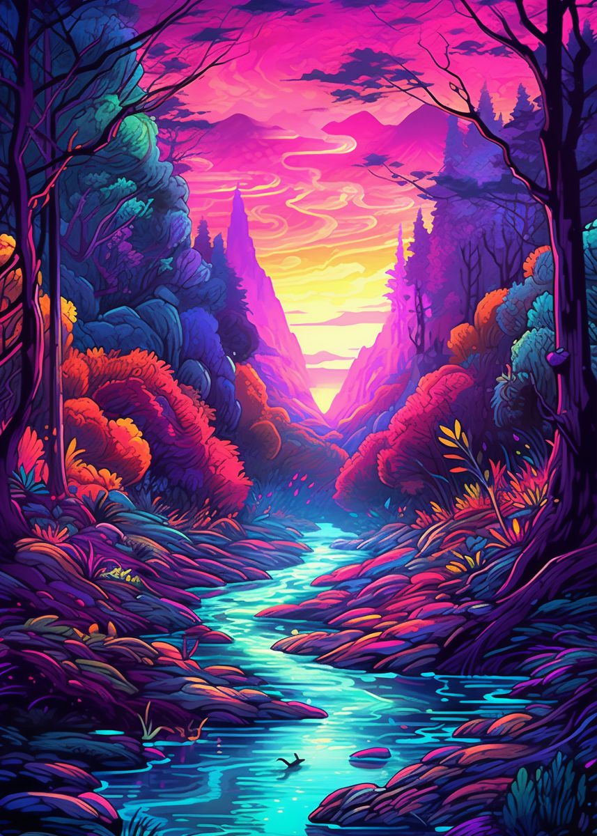 'Psychedelic Jungle' Poster, picture, metal print, paint by Cybronauts ...