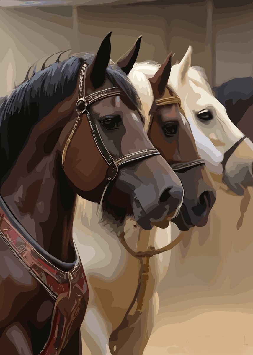 'Purebred Arabian horses' Poster, picture, metal print, paint by ...
