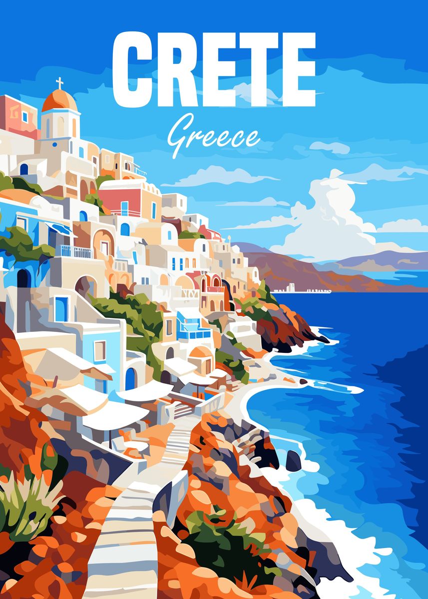 'Crete Greece' Poster, picture, metal print, paint by Mesh | Displate