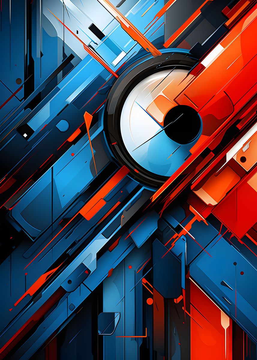 'Red Blue Abstract Modern' Poster, picture, metal print, paint by ...